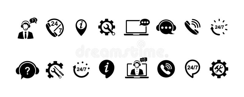 Set of Support Service Vector Icons. Support Customer Stock ...