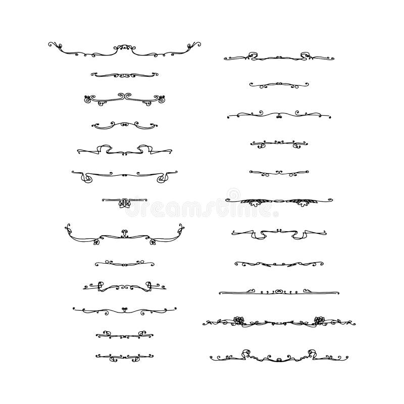 Text Dividers, Design Elements. Hand Drawn Stock Illustration ...