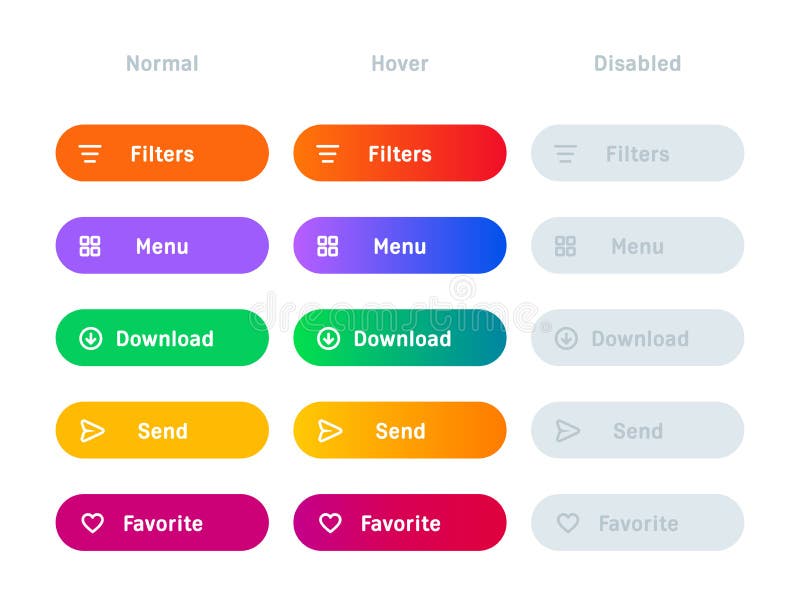 Web Set of UX UI Navigation Buttons Stock Illustration - Illustration ...