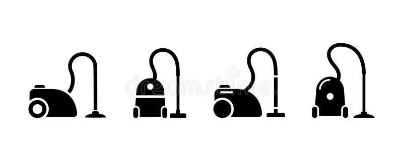 Set of Vacuum Cleaner Vector Icons. Black Icons with Electric Vac or ...