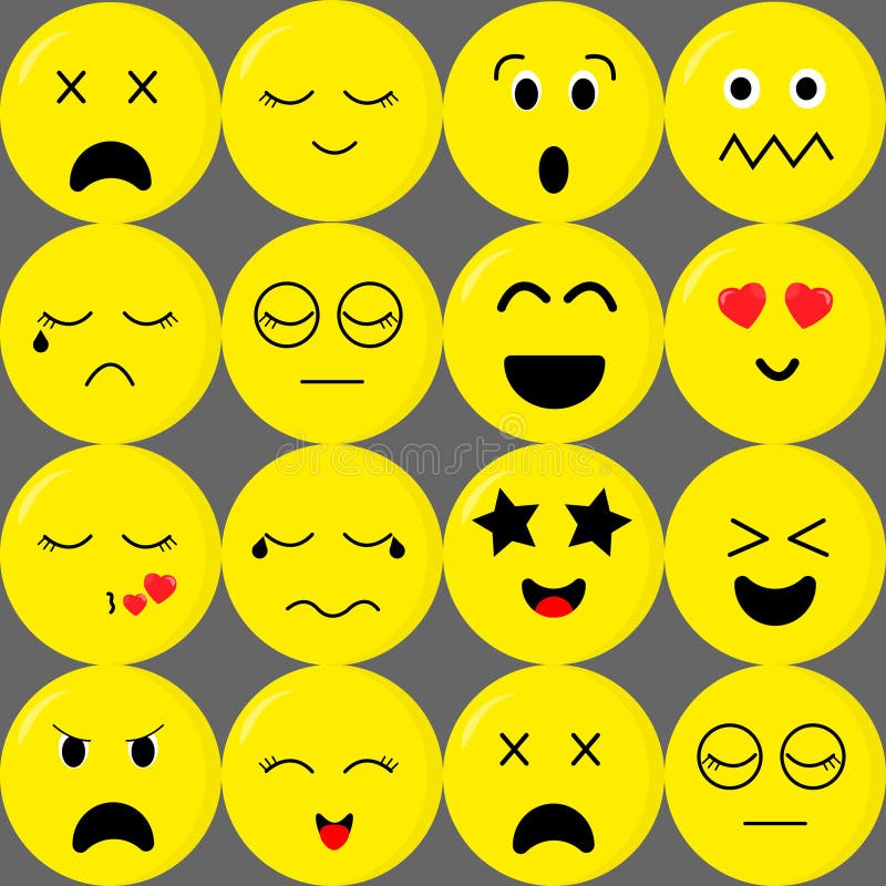 Cute emoticons stock illustration. Illustration of cheerful - 224673392