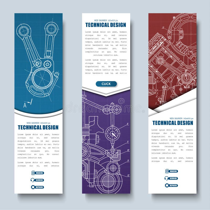 Web Set of Vertical Banners of Red, Blue and Purple Stock Vector ...