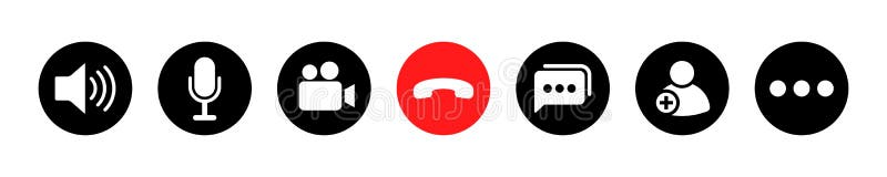 Set of Video Call Vector Buttons. Video Conference Interface Stock ...