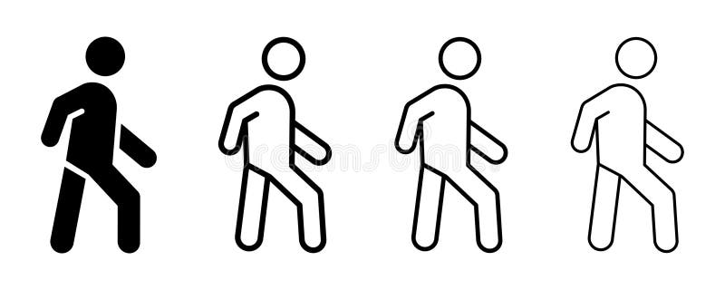Set of Walking Man Vector Icons. Black Silhouette with Walk Person ...