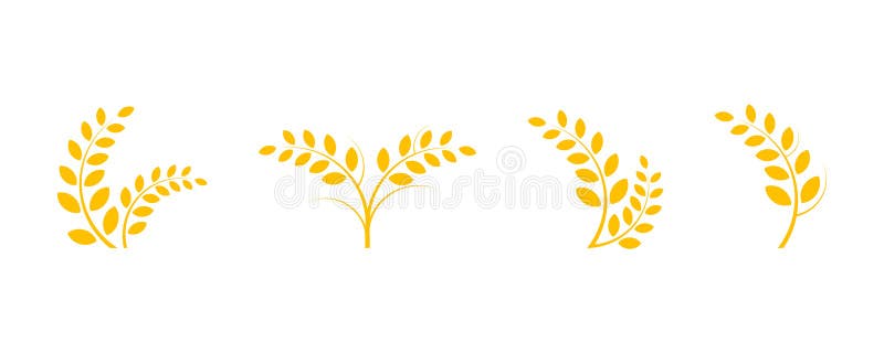 Set of Yellow Wheat Vector Icons. Golden Grain Stock Illustration ...