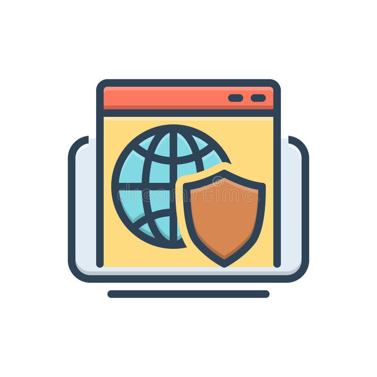 Color Illustration Icon for Web Shield, Cyber Internet and ...