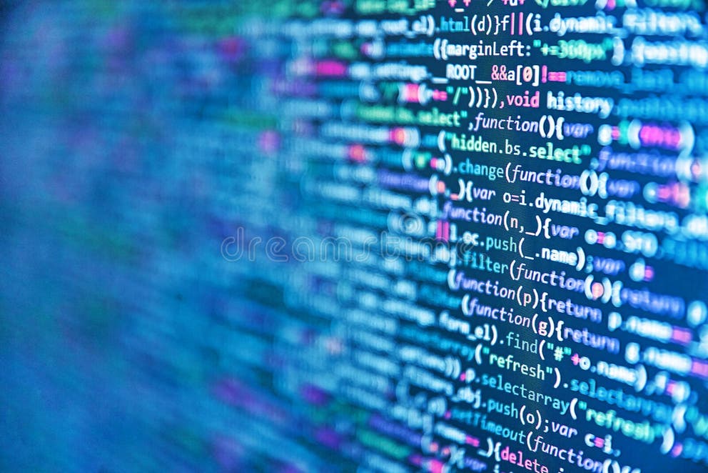 Web Site Codes on Computer Monitor. Creative Js HTML5 Closeup Set on ...