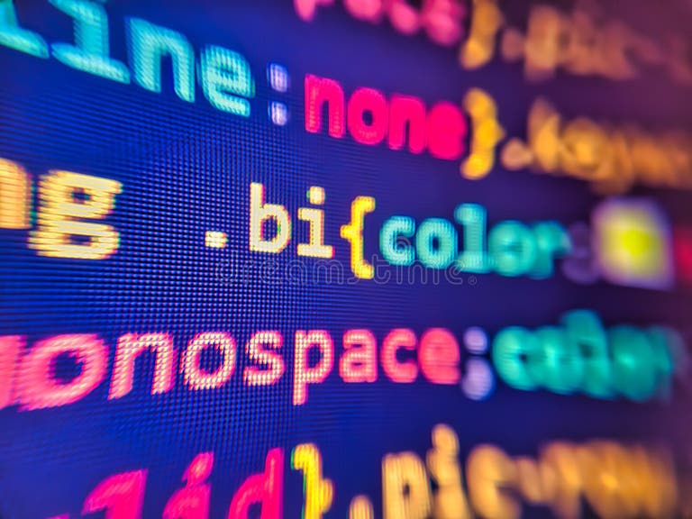 Web Site Codes on Computer Monitor. Software Developer Screen Background- Source Code Script ...