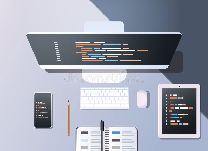 Computer Desktop Angle Stock Illustrations – 1,105 Computer Desktop ...