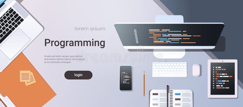 Web Site Design Development Program Code Programming Concept Top Angle ...