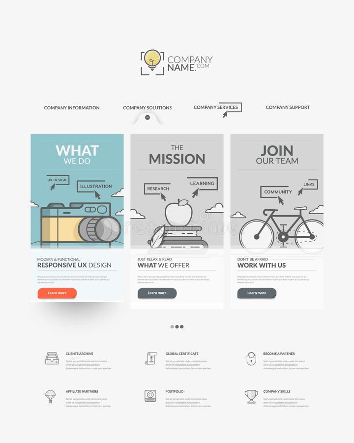 Web Site Design Navigation Elements: Web Page Template Stock Vector ...