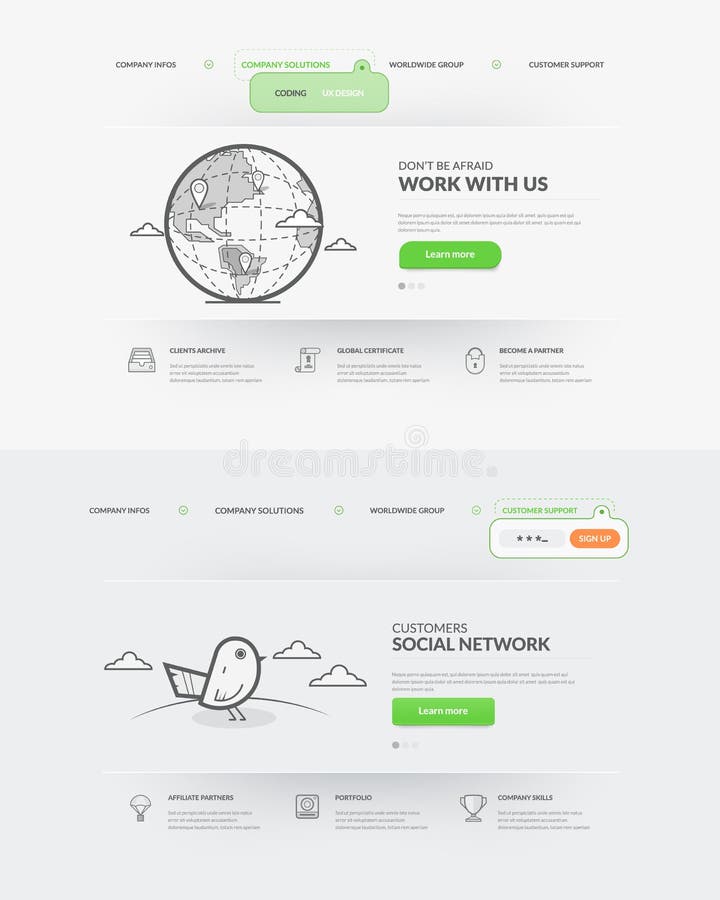 Web Site Design Navigation Elements: Web Page Template Stock Vector ...