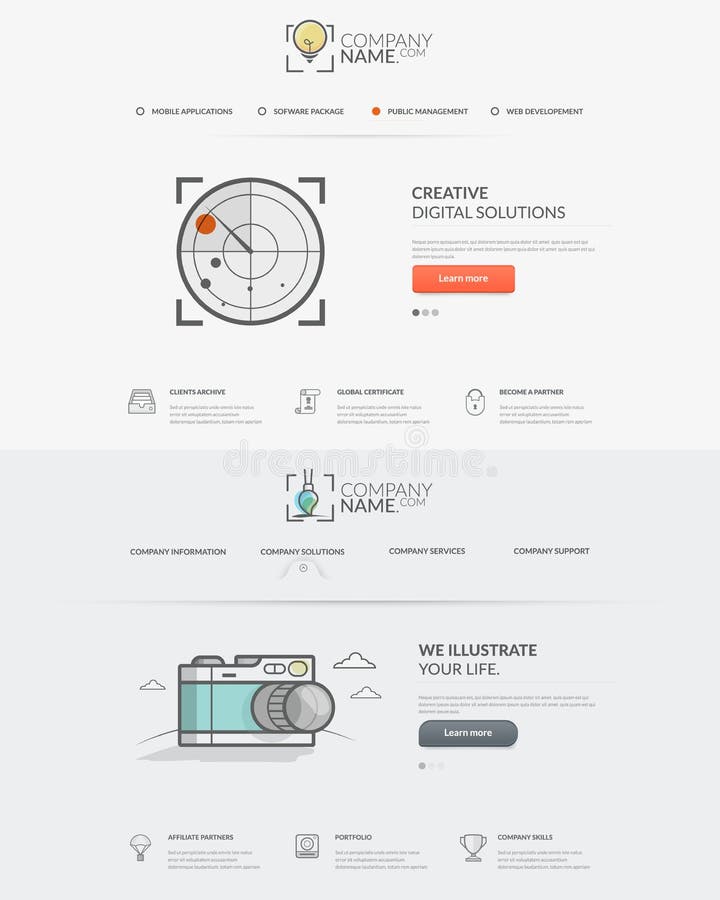 Web Site Design Navigation Elements: Web Page Template Stock Vector ...
