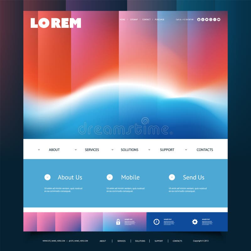 Web Site Design Template for Your Business with Colorful Wavy Pattern ...