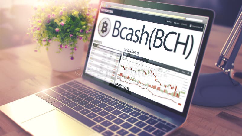 BCASH on Laptop Screen. Cryptocurrency Concept. 3d Stock Illustration ...