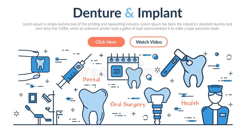 Web Site Header - Denture and Implant Stock Vector - Illustration of ...