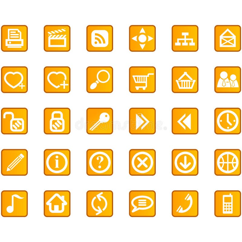 Web Icons Set No.2 - Orange.2 Stock Illustration - Illustration of icon ...