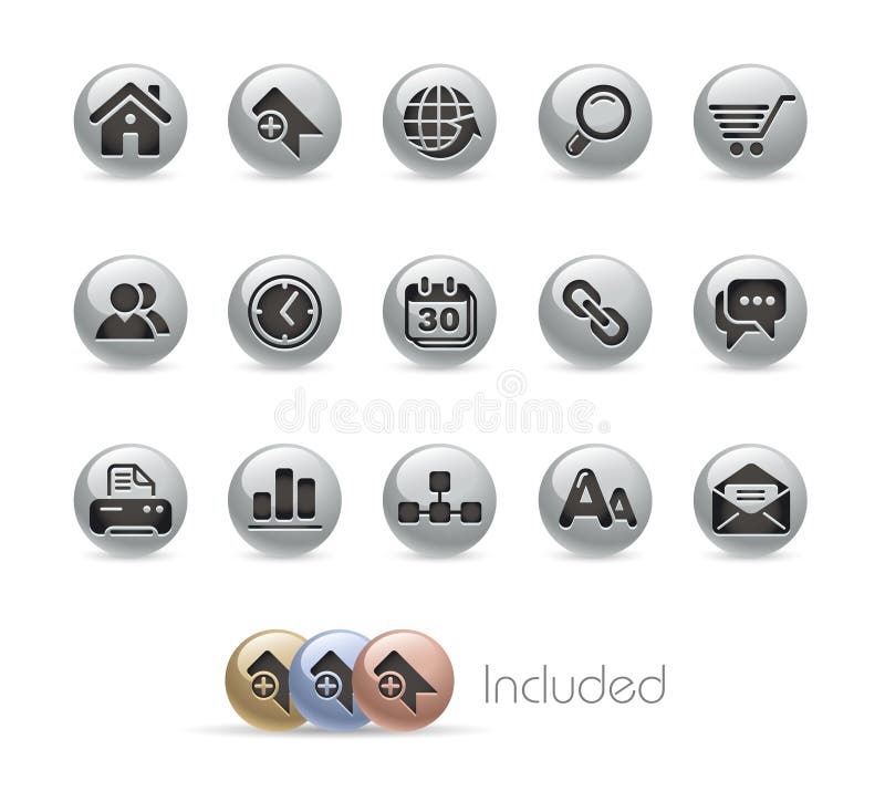 Web Site & Internet // Metal Button Series Stock Vector - Illustration ...