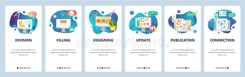 Web Site Onboarding Screens. Art, Design and Drawing Tools. Chart ...
