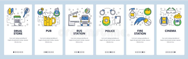 Web Site Onboarding Screens. City Services and Infrastructure Stock ...