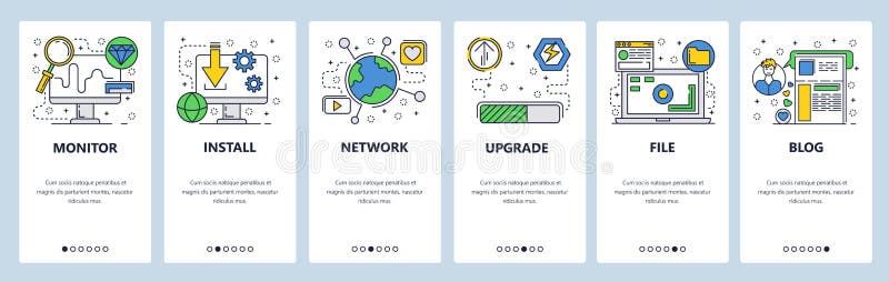 Web Site Onboarding Screens. Computer Software Download, Install and ...