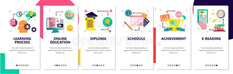 Web Site Onboarding Screens. Online Education and Learning Process ...