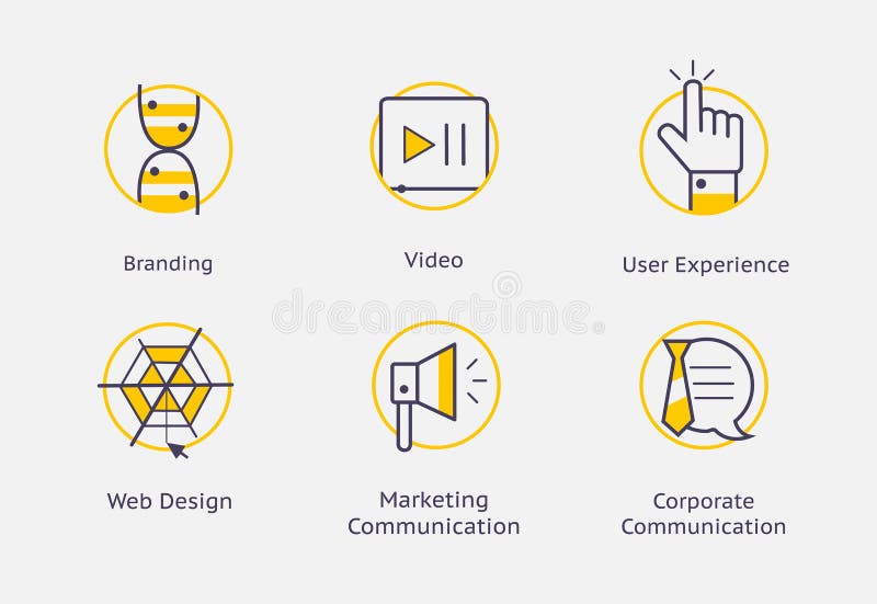 Web Site Simple Icons with Yellow Stock Vector - Illustration of ...