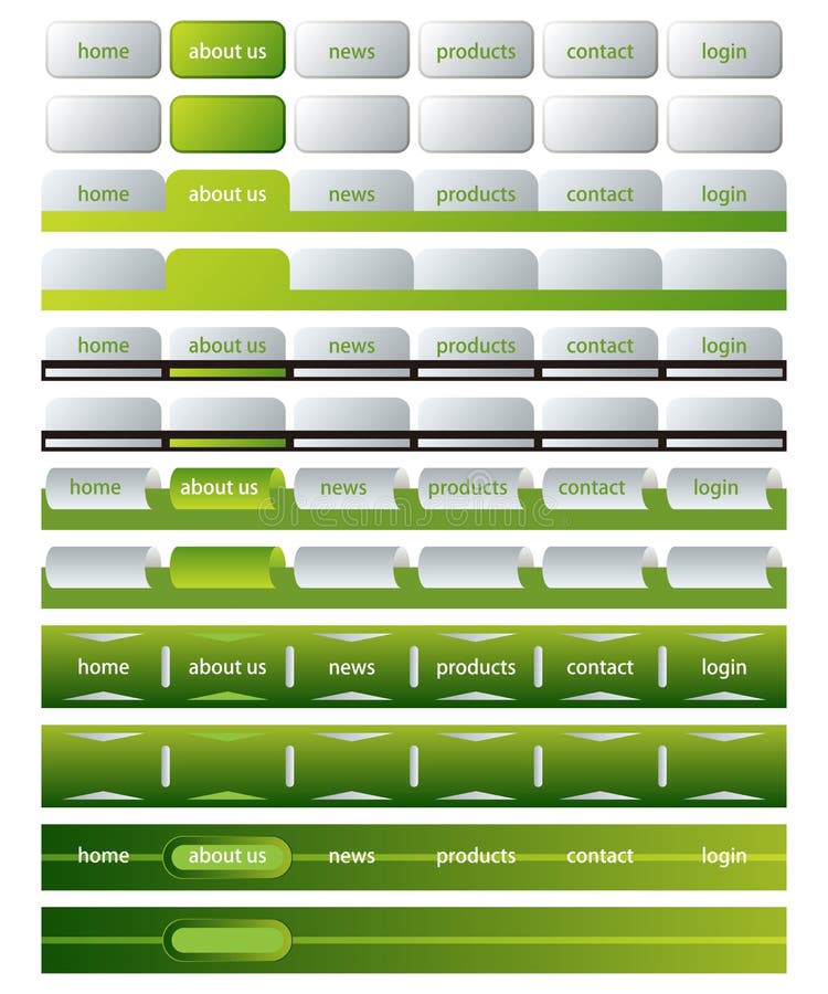 Web Navigation Tabs Buttons Gradient Vector Template Bar Menu Tab Website Element Ui Site