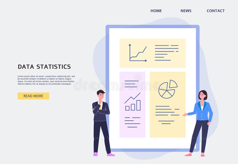 Website of Data Statistics with People Watching Graphs Flat Vector ...