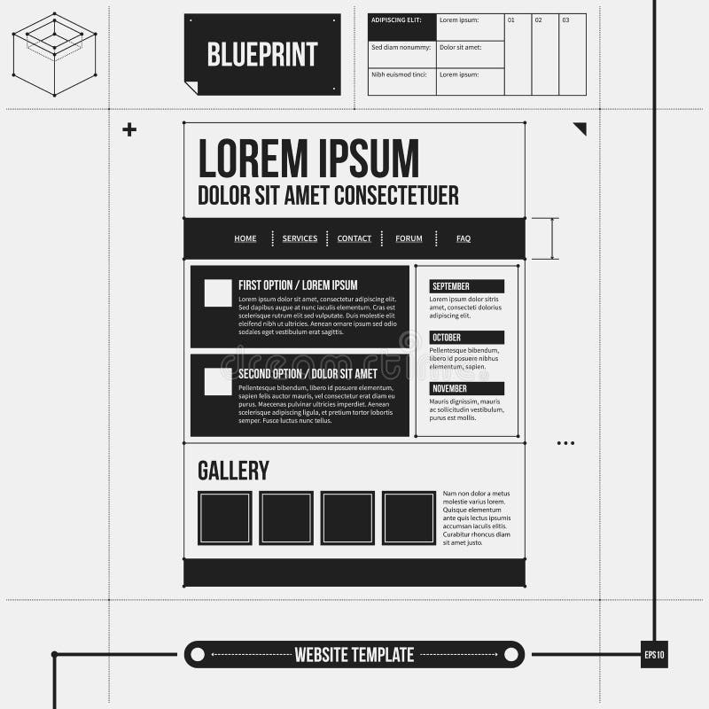 Web Site Template in Draft Style Stock Vector - Illustration of ...
