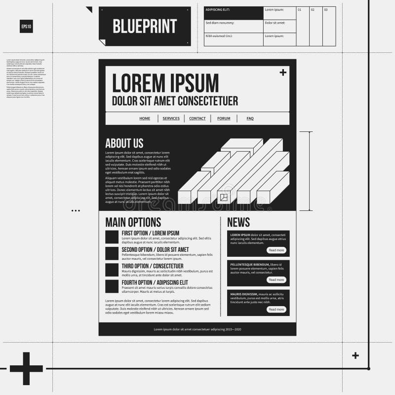 Web Site Template in Draft Style Stock Vector - Illustration of ...