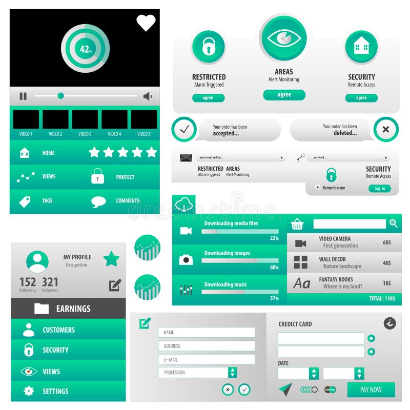 Blue User Interface Set Business Stock Vector - Illustration of banner ... Blue User Interface Set Business Stock Vector - Illustration of banner ...