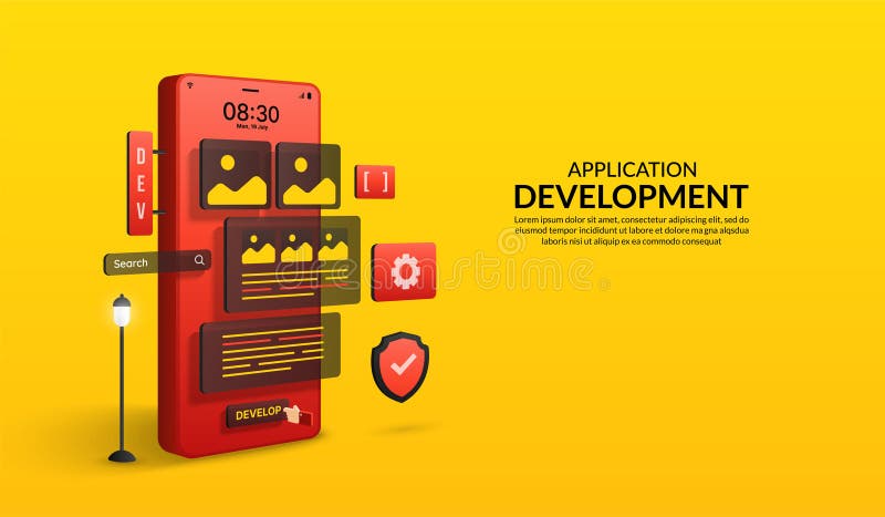 Web or App Development Concept with UI UX Elements Collage for Web Banner Op Poster. Vector ...