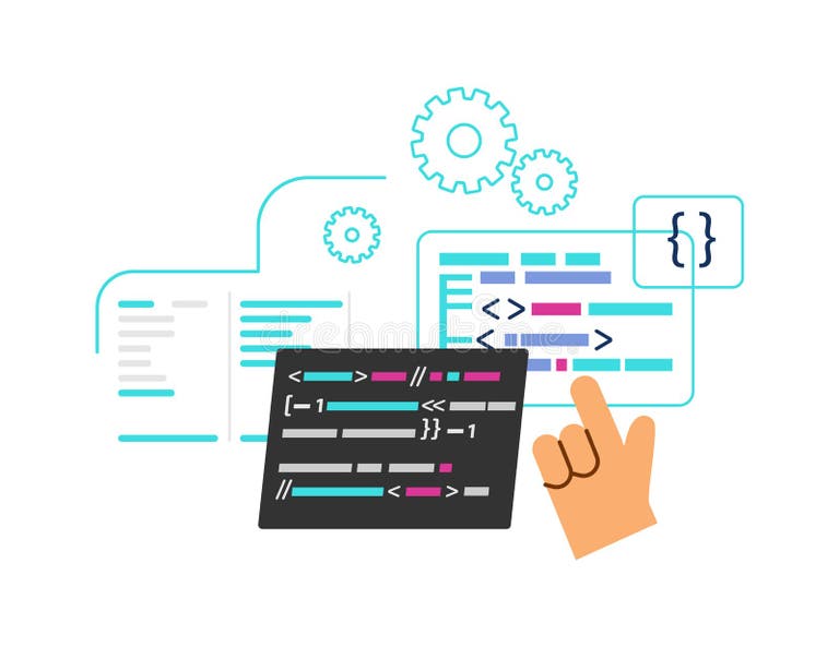 Web Software Development and Coding Banner or Emblem, Vector Isolated ...