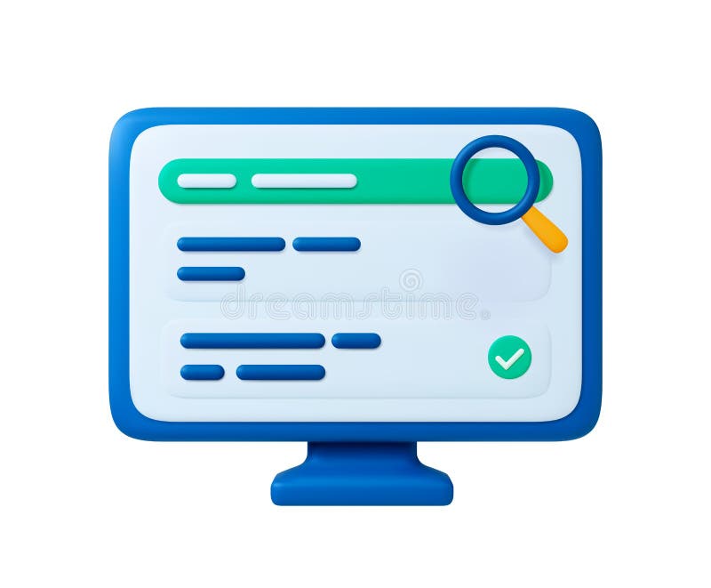 Web Surfing 3d Icon. Search Bar on Computer Screen, Magnifying Glass ...