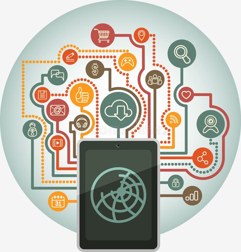 Web surfing via tablet stock vector. Illustration of email - 32109917