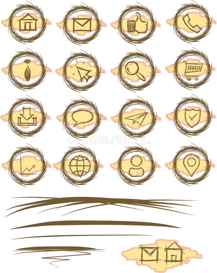 Web Site Symbols, E-Commerce, Web Shops, Homepages Design Buttons. Hand ...