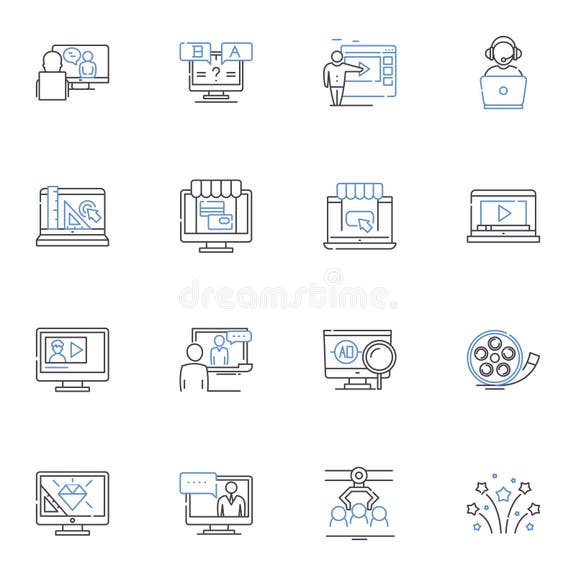 Web Technologies Line Icons Collection Html Css Javascript Apis Frameworks Servers
