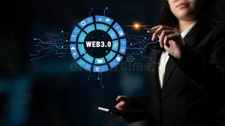 Web 3.0 Technology Ecosystem and Digital Applications Motif Stock Image ...