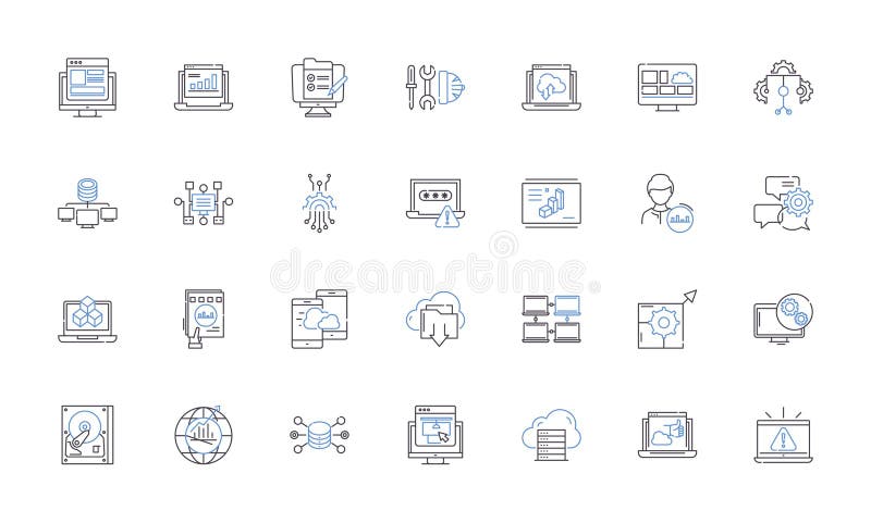 Web Technology Line Icons Collection Html Css Javascript Php Mysql Ajax Jquery Vector And