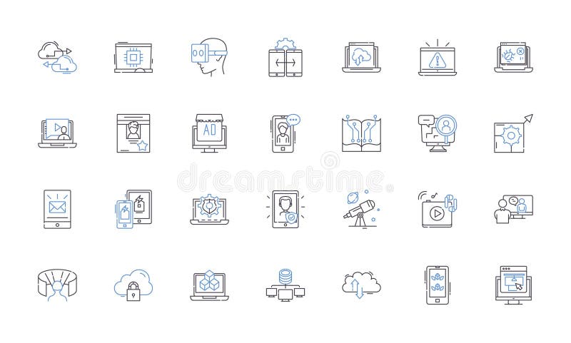 Web Technology Line Icons Collection Html Css Javascript Php Python Ruby Aspnet Vector