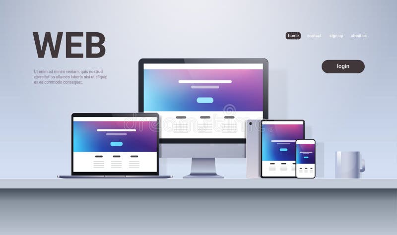 Web Technology Network Concept Laptop Smartphone Tablet Pc Monitor ...