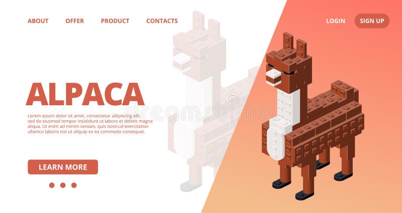 Web Template with a Alpaca. Vector Stock Vector - Illustration of ...