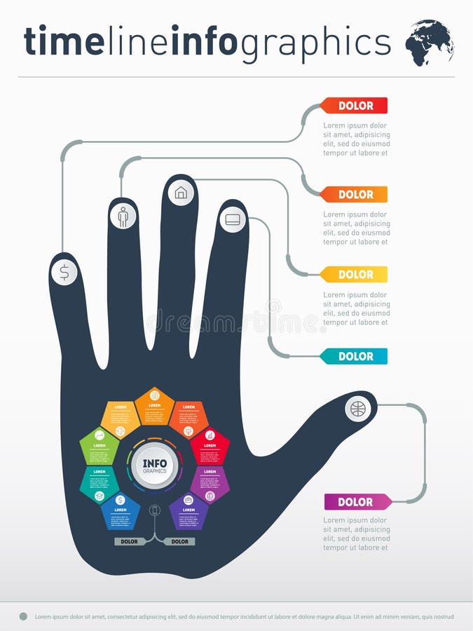 Presentation with Nine Parts and Icons. Infographics with Silhouette of ...
