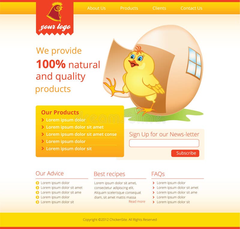 Web template with chicken stock vector. Illustration of page - 29877754