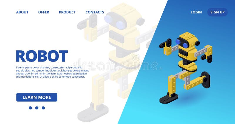Web Template with a Dancing Robot. Vector Stock Vector - Illustration ...