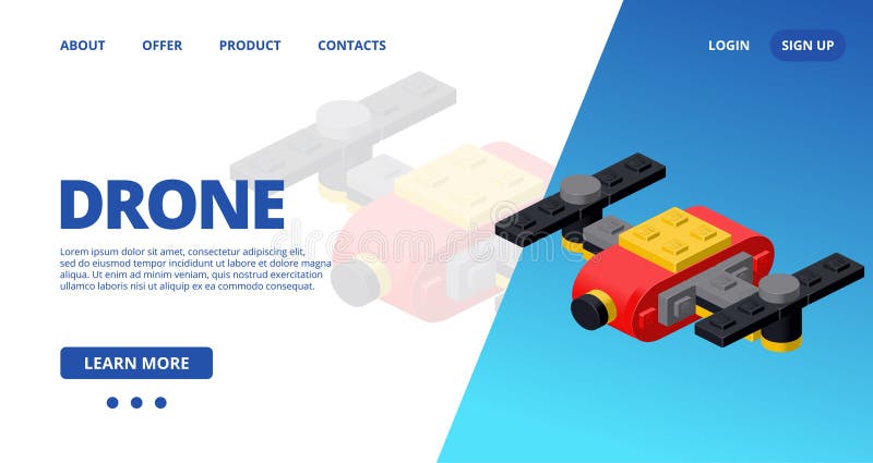 Web Template with a Drone. Vector Stock Vector - Illustration of ...