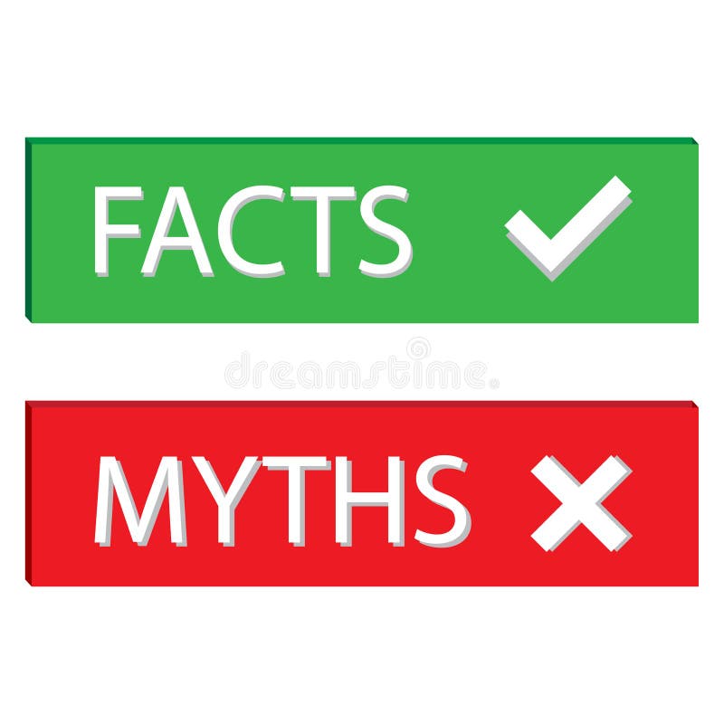 Web Template with Facts Myths Tick Cross. Check Mark Icon. Vector ...