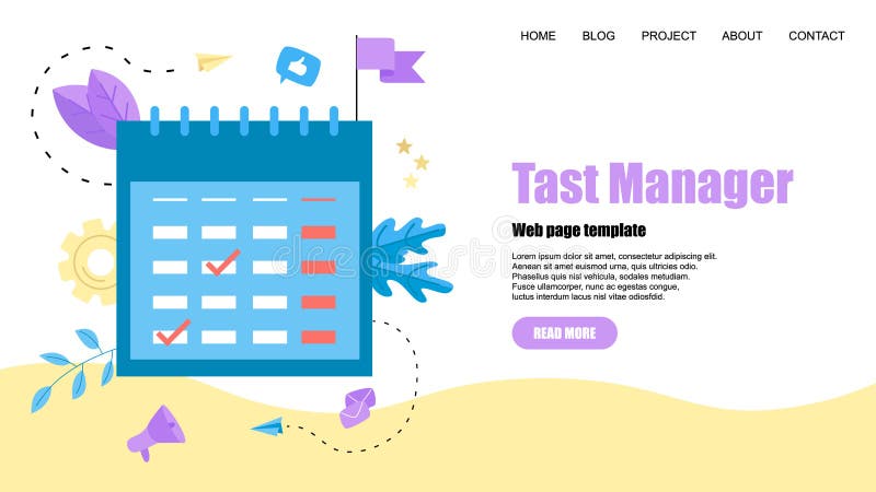 Web Template. Flat Design Task Manager with Events, Reminders and ...