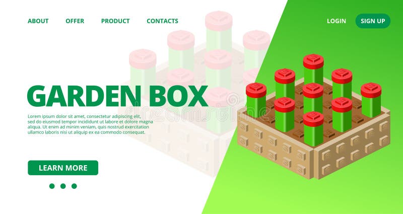 Web Template with a Garden Box. Vector Stock Vector - Illustration of ...
